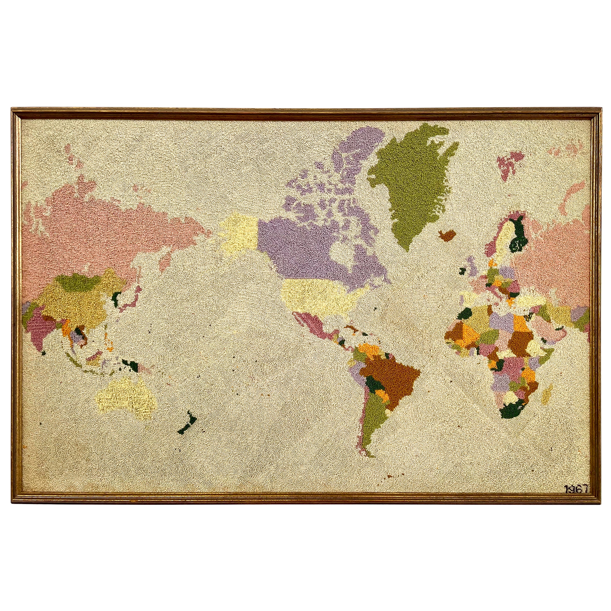 1960s Framed Needlepoint World Map – The Window