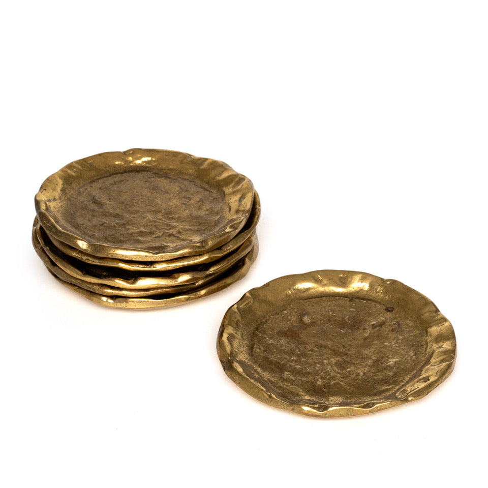 Set of Six Vintage German Brass Coasters – The Window