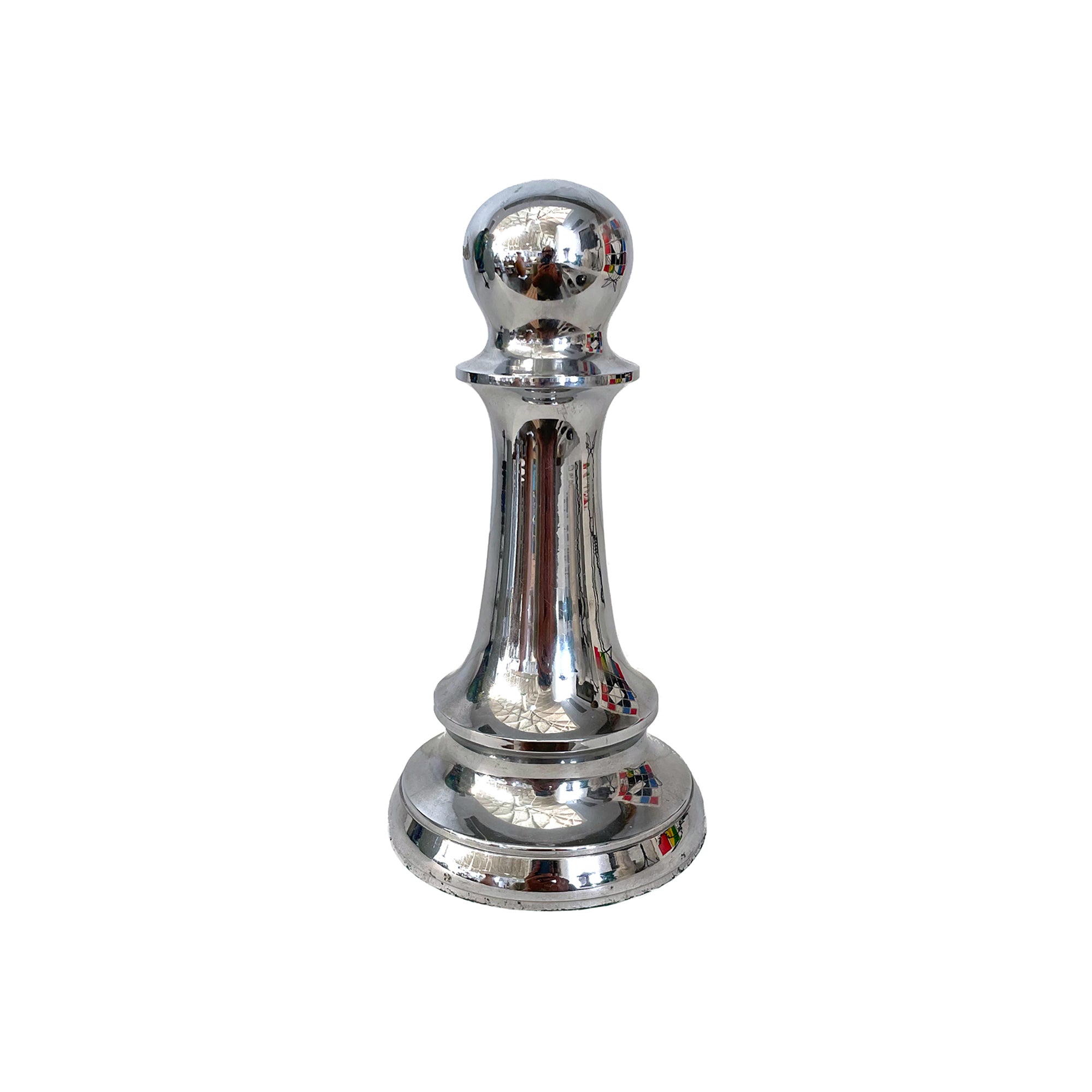 Chromed Steel Chess Pawn Paperweight – The Window