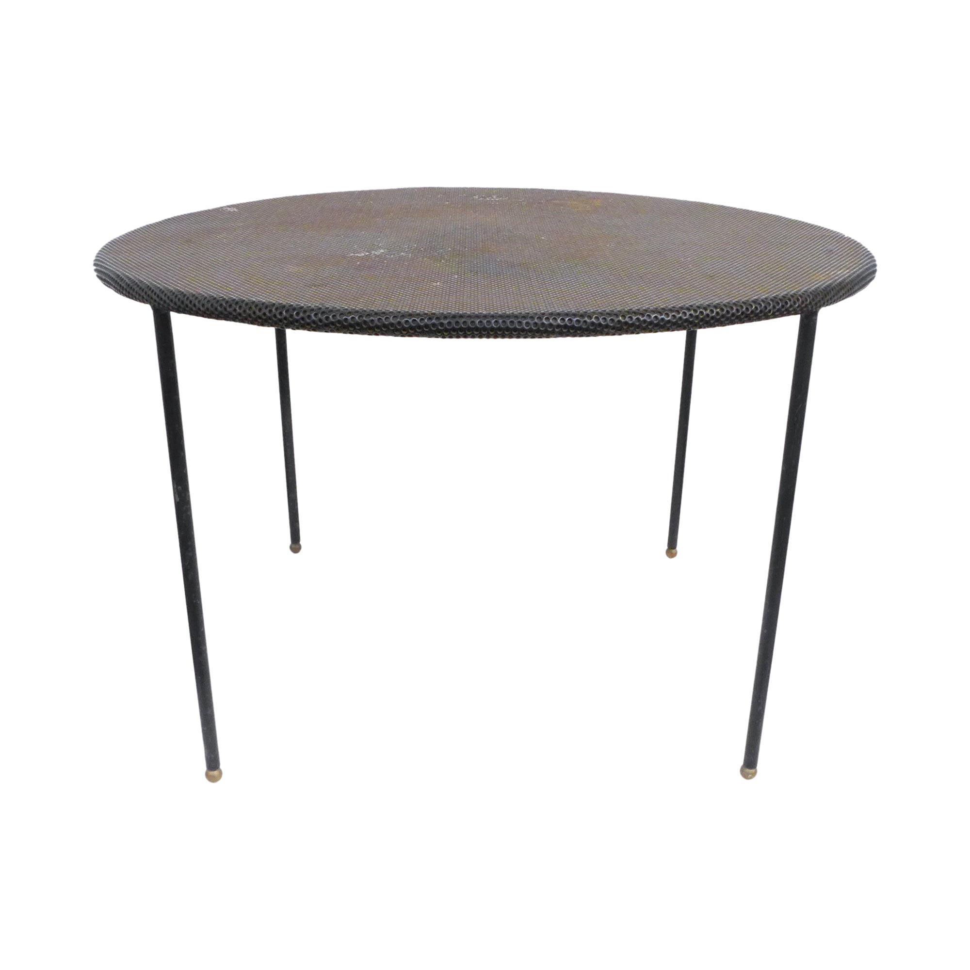French Modernist Perforated Iron & Brass Round Side Table – The Window